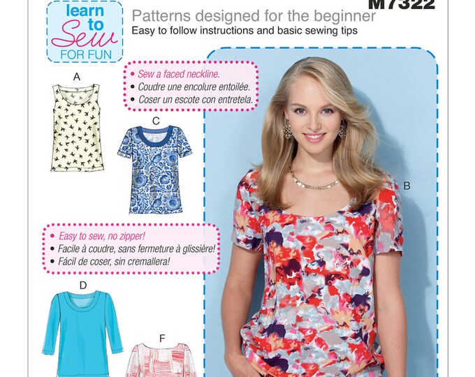 Sewing Pattern Womens Pullover Tops W/ Neckline Variations, Mccalls ...