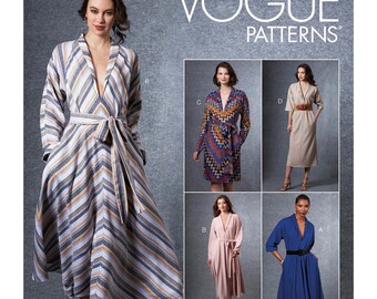 Sewing Pattern Womens DEEP-V Kimono-style Dresses, Vogue Pattern V1735 ...
