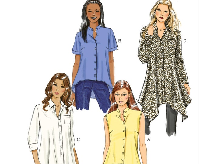 Sewing Pattern for Womens Button Down Tunic Shirts, Butterick Pattern ...