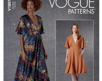 Sewing Pattern for Misses DEEP-V DRESSES, Vogue Pattern V9053, Womens ...