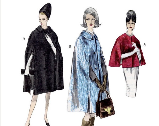 Sewing Pattern Womens CAPES, Circa 1963, Vogue Pattern V1838, Vogue ...