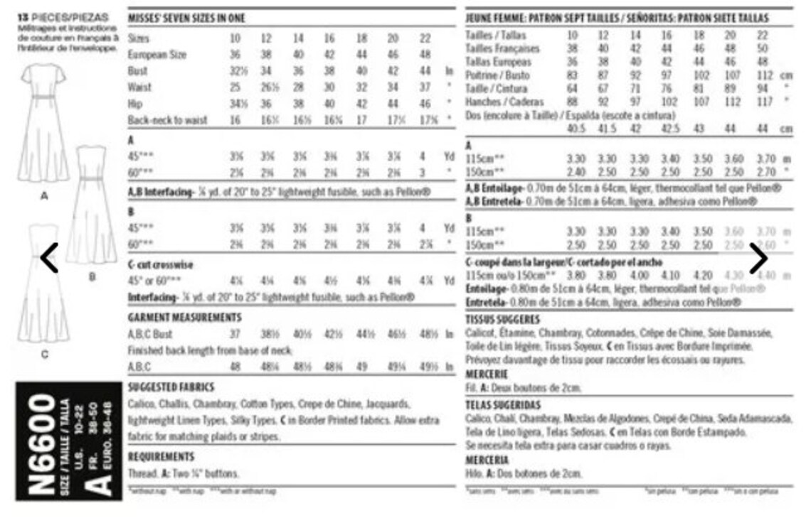 Sewing Pattern for Womens Wrap Dress New Look Pattern 6600 - Etsy