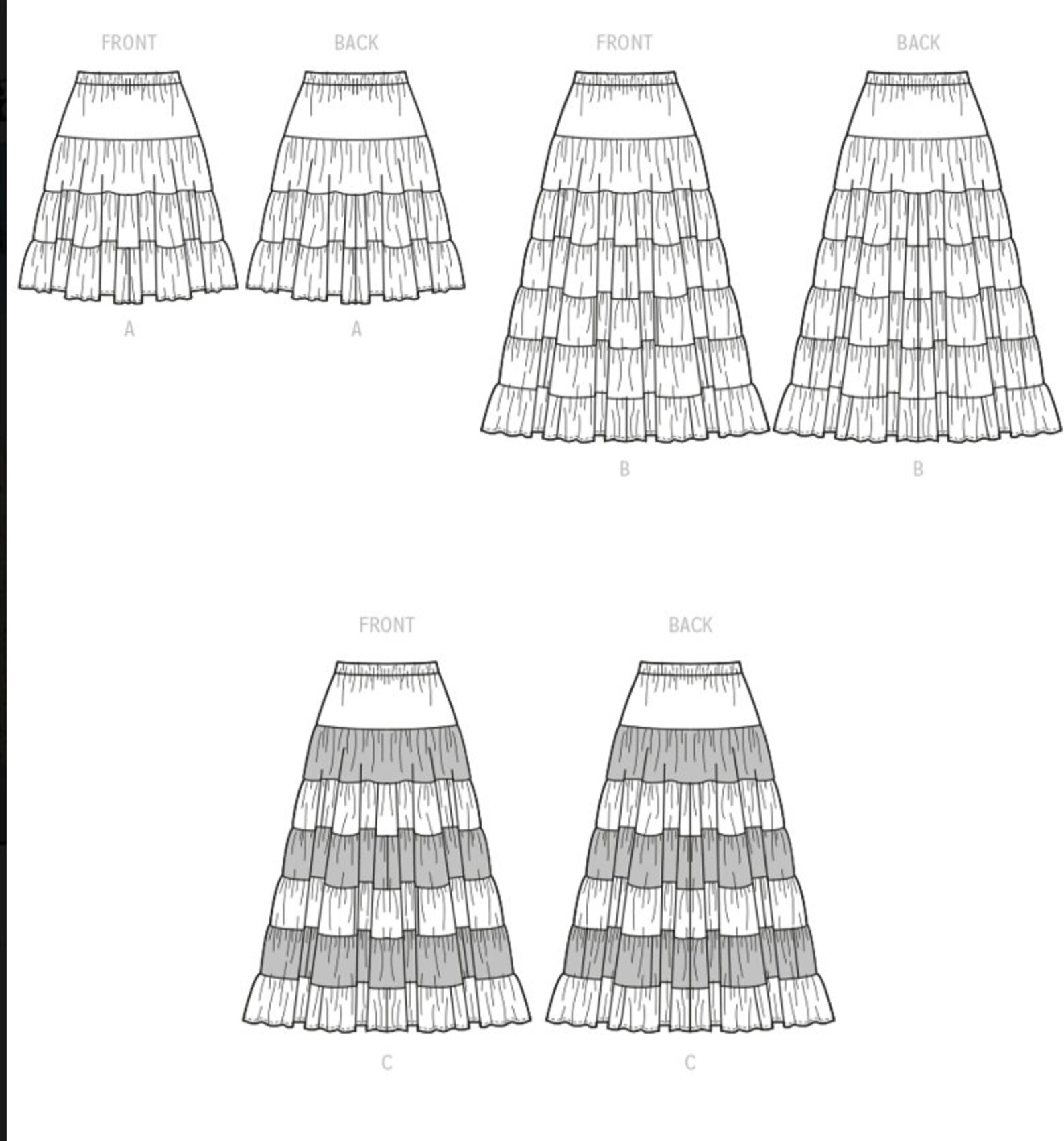 Sewing Pattern for Womens Skirts With Multi Tiers, Mccall's Pattern ...