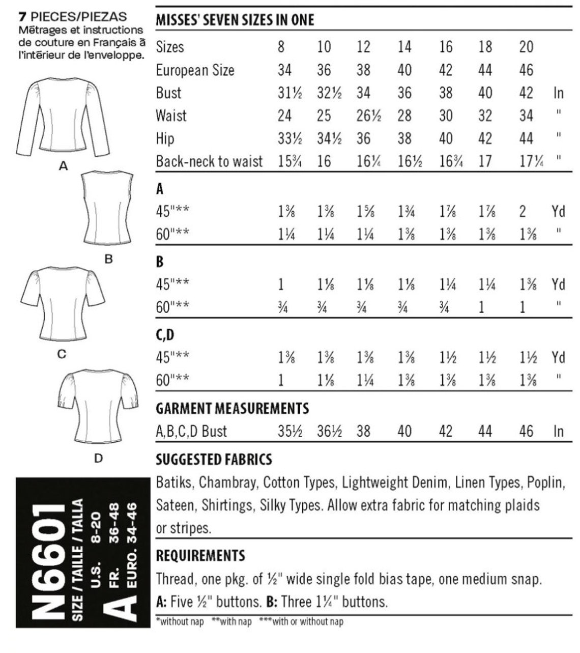 Sewing Pattern for Womens Top in Misses Sizes 6 to 20 Easy - Etsy