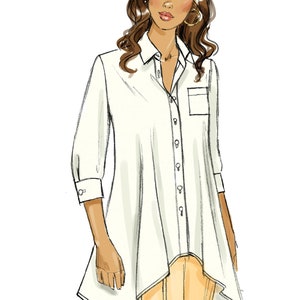 Sewing Pattern for Womens Button Down Tunic Shirts, Butterick Pattern ...