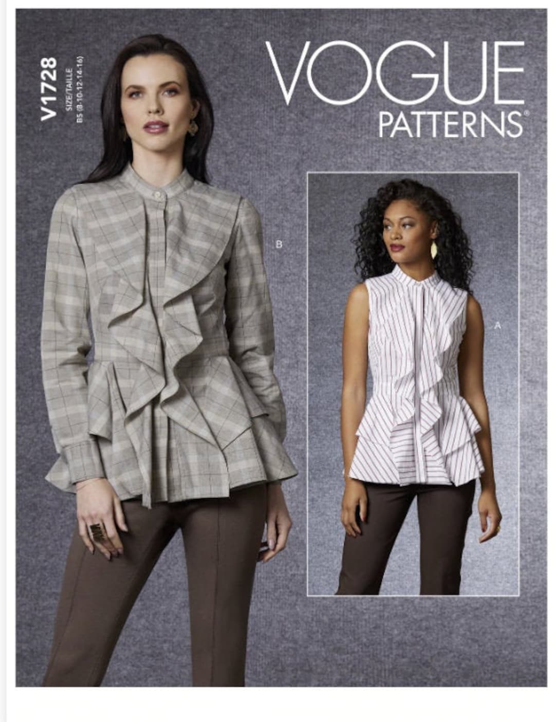 Sewing Pattern for Womens TOPS, Vogue Pattern V1728, Womens Vogue ...