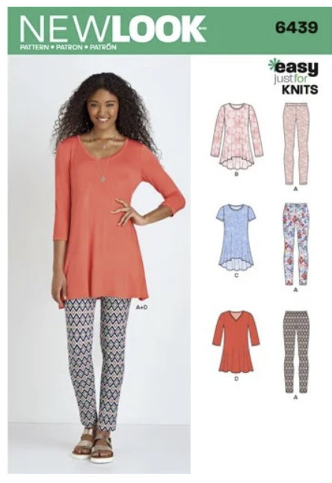 Sewing Pattern for Womens Knit Tunics & Leggings Sizes 6-24, New Look ...