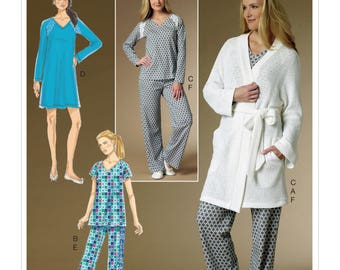 Sewing Pattern for Womens' Side-tie Robe, Top, Gown, Pants and ...