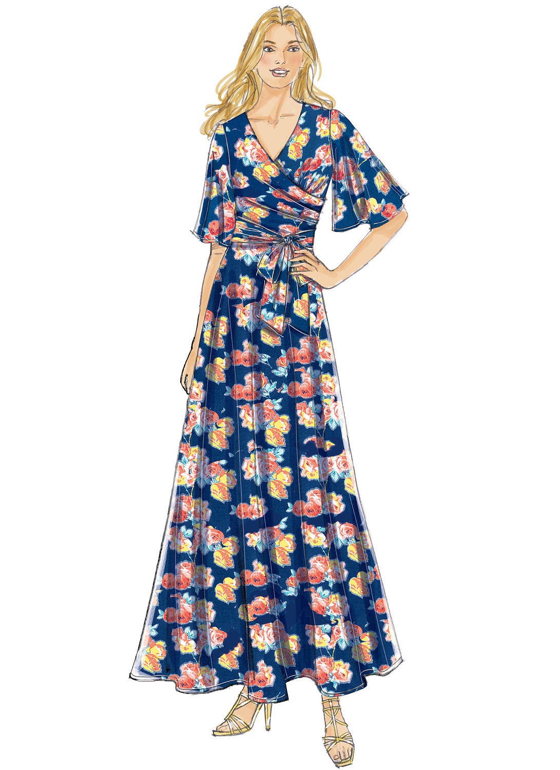 Sewing Pattern for Misses' Pleated Wrap Dresses With Sash | Etsy