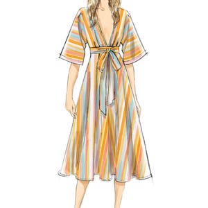 Sewing Pattern Womens DEEP-V Kimono-style Dresses, Vogue Pattern V1735 ...