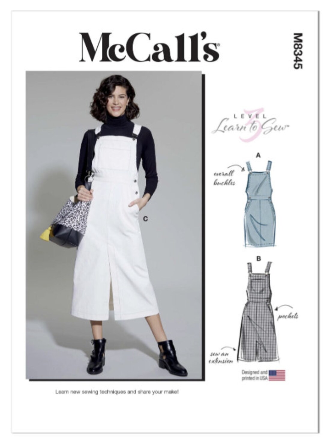 Sewing Pattern for Womens' Skirt Overalls, Mccalls Pattern M8345, New ...