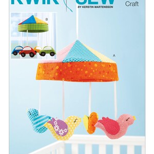 Sewing Pattern for Car and Bird Crib Mobiles, Kwik Sew Pattern 4076 ...
