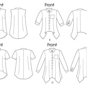 Sewing Pattern for Womens Button Down Tunic Shirts, Butterick Pattern ...