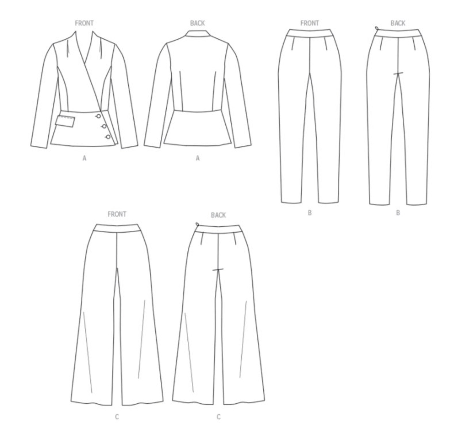 Sewing Pattern for Womens Jacket and Pants, Butterick Pattern B6915 ...