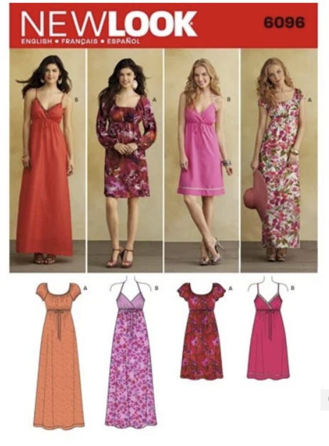 Sewing Pattern for Womens Dress in Misses Sizes, One Pattern - Four ...