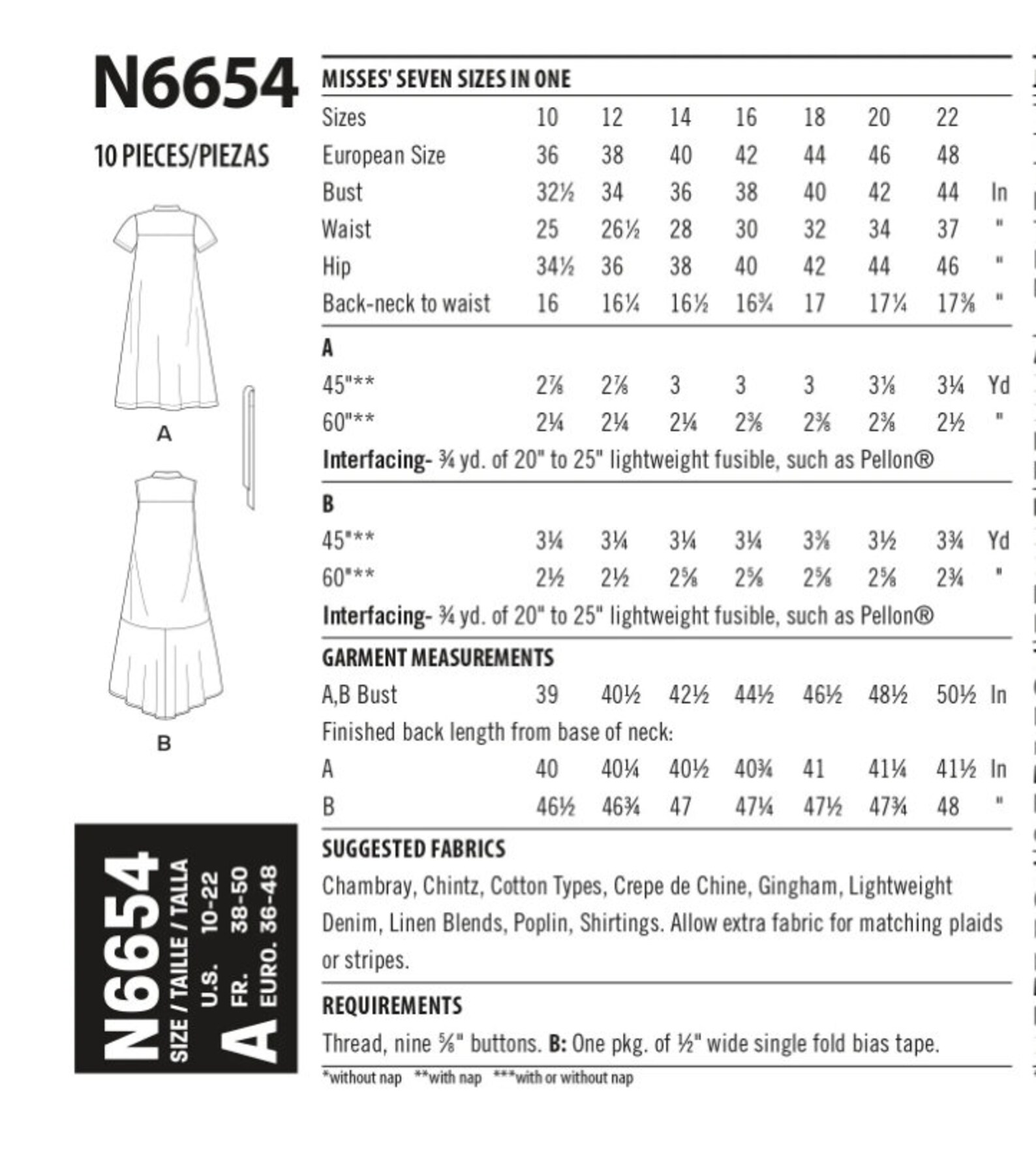 Sewing Pattern for Womens Dress New Look Pattern N6654 New - Etsy