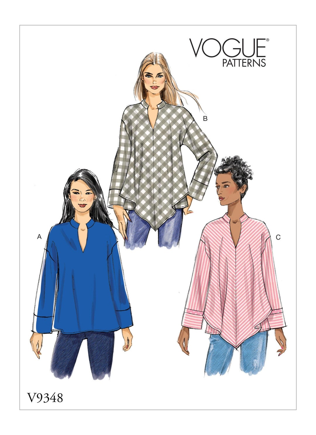 Sewing Pattern for Womens' TUNIC TOPS, Vogue Pattern V9348, Easy Sew ...