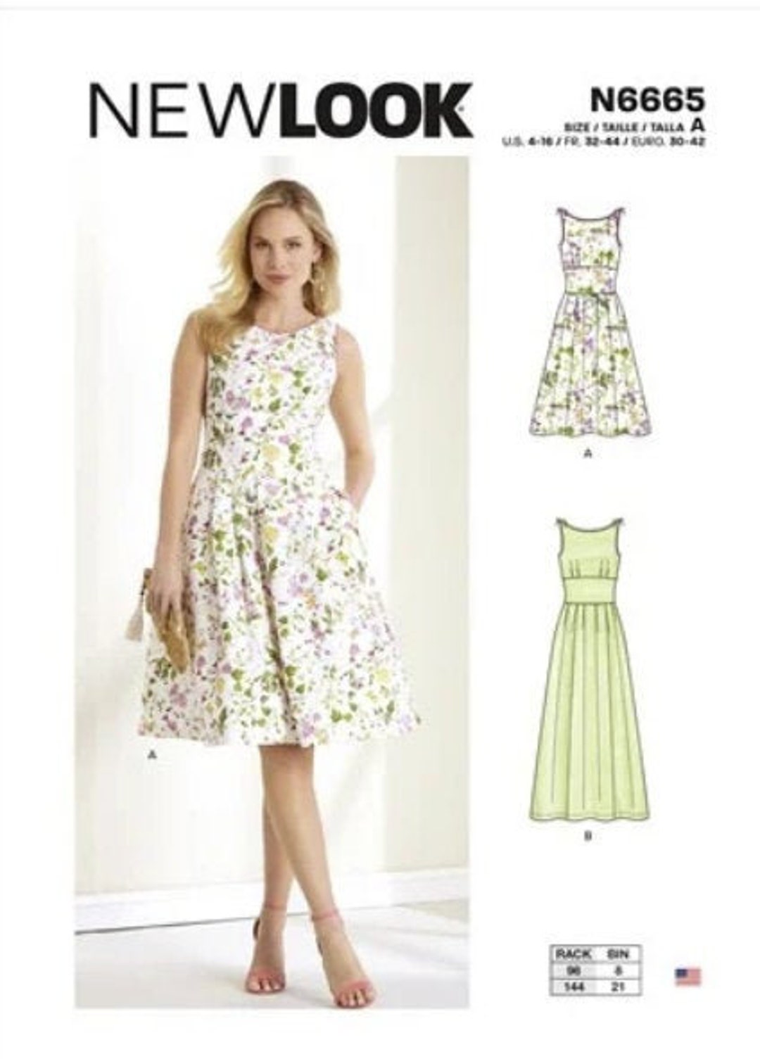 Sewing Pattern for Womens Dresses in Two Lengths, New Look Pattern ...