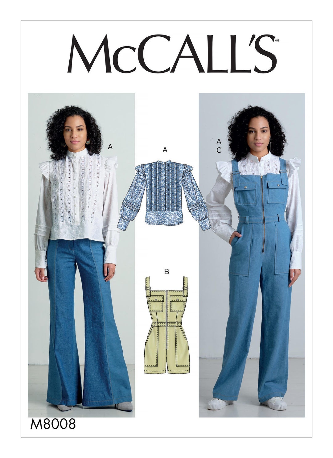 Sewing Pattern for Womens Overalls, Romper & Blouse Top, Mccalls ...
