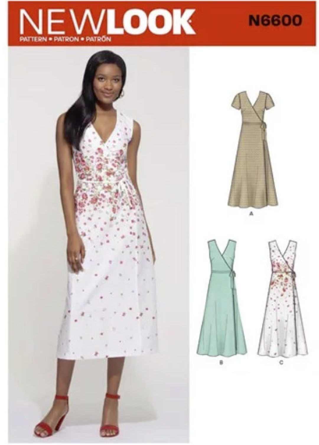 Sewing Pattern for Womens Wrap Dress, New Look 6600, New Pattern, Wrap ...