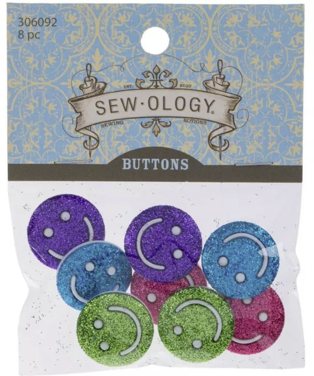 Buttons Shank Style SMILEY FACE Glitter Novelty Buttons, 20mm - Approx ...