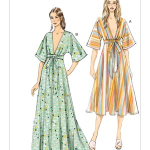 Sewing Pattern Womens DEEP-V Kimono-style Dresses, Vogue Pattern V1735 ...