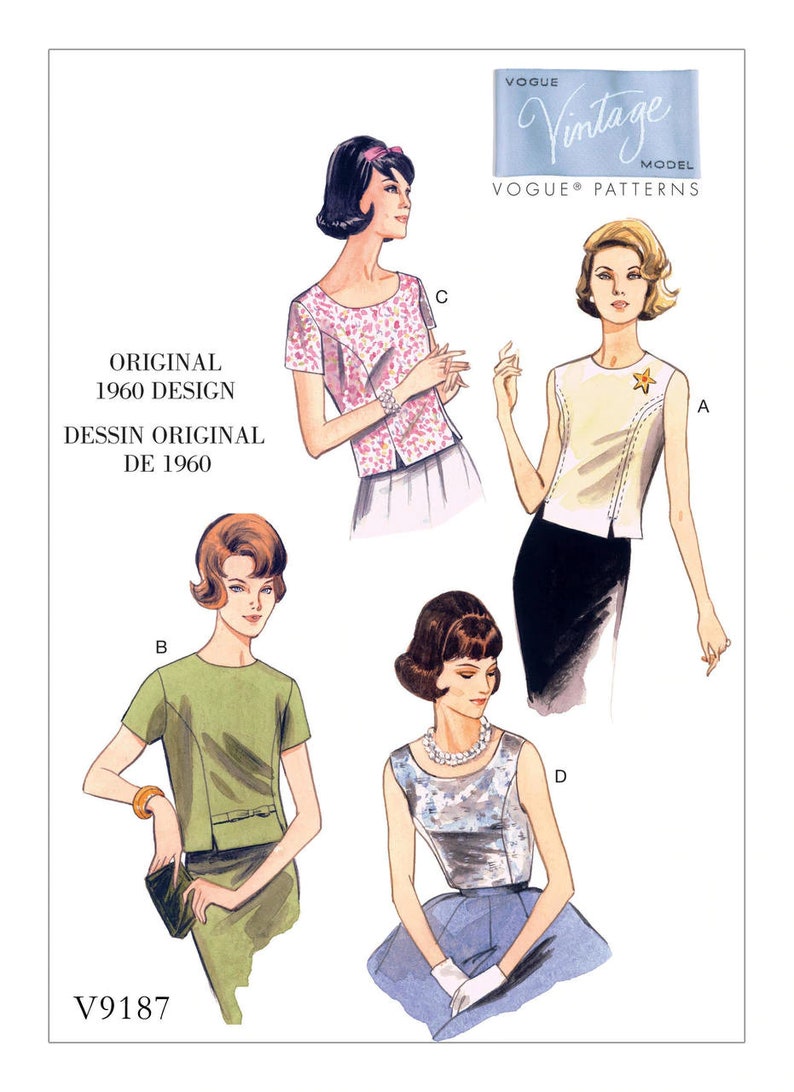 Sewing Pattern for Womens Vintage Tops Circa 1960's | Etsy
