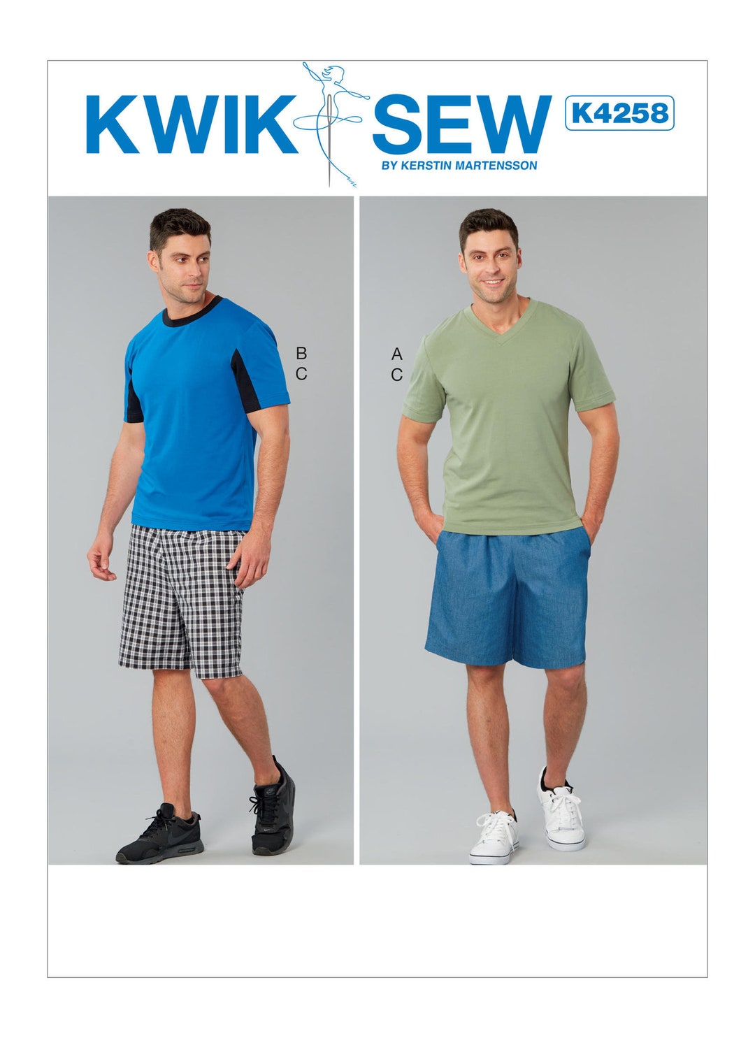 Sewing Pattern Mens Tops & Shorts, Kwik Sew K4258, Mens Sport Shirts, Mens T-shirts, K4258, NEW ...