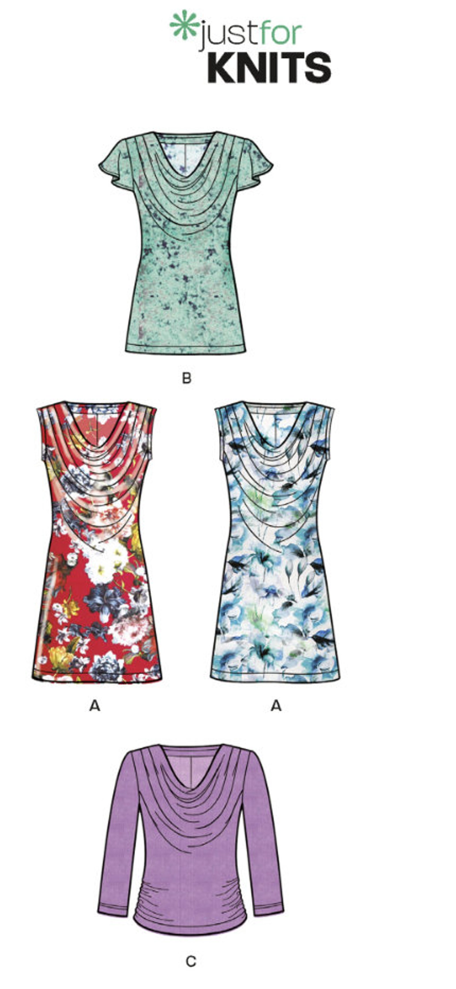 Sewing Pattern for Womens Tops or Mini Dress Drape Neck Tops - Etsy