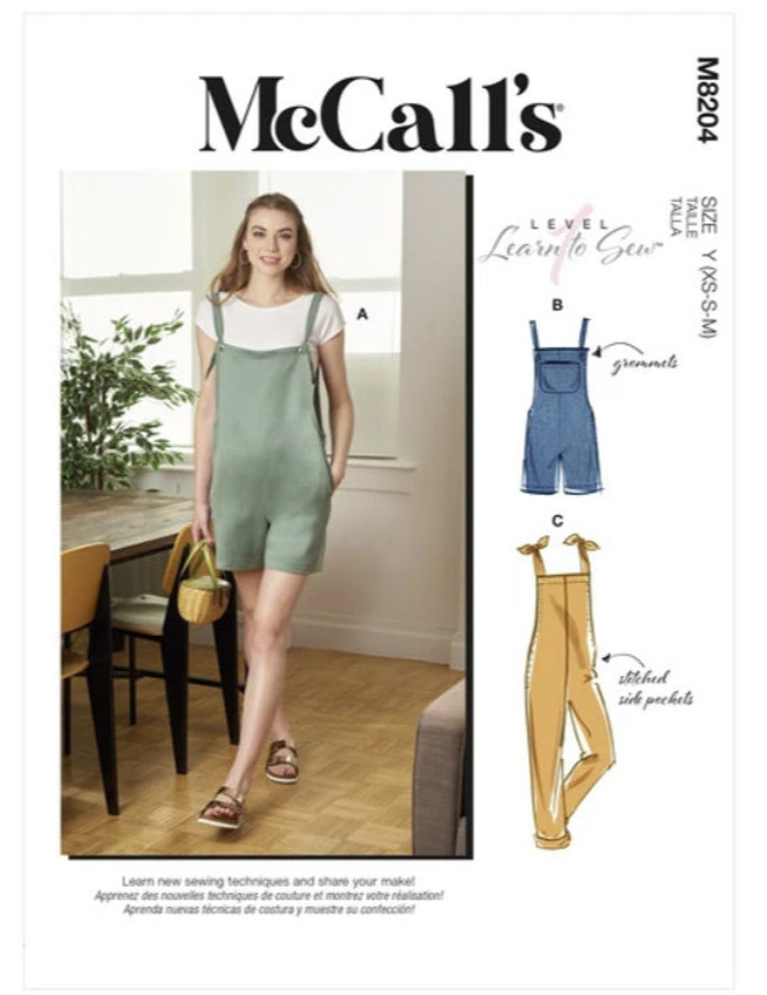 Sewing Pattern Womens Overalls or Shortalls, Mccalls Pattern M8204 ...