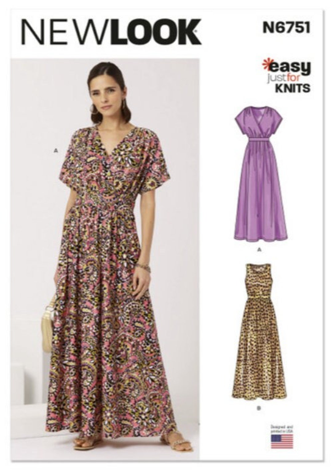 Sewing Pattern for Womens Dress in Sizes 10 to 22, Stretch Knit Maxi ...