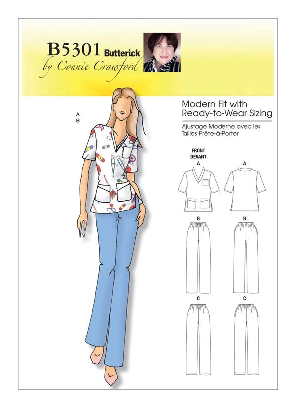 Crossover Tunic Pdf Sewing Pattern Medical Tunics Nursing Uniform ...
