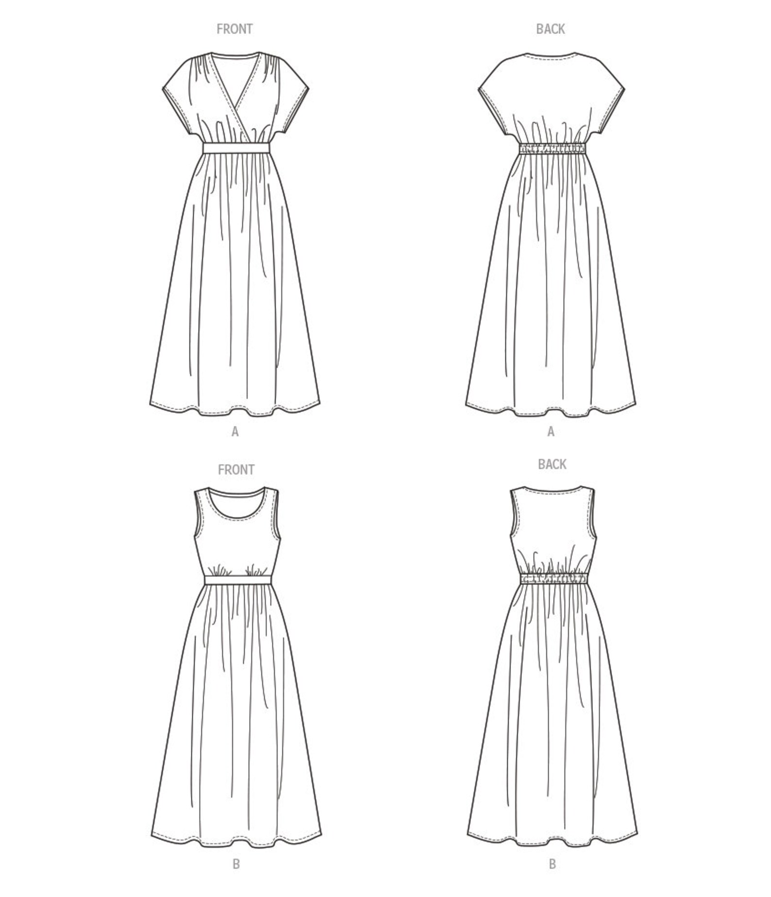 Sewing Pattern for Womens Dress in Sizes 10 to 22, Stretch Knit Maxi ...