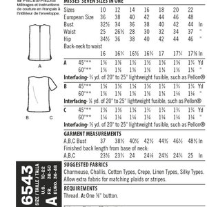 Sewing Pattern for Womens Tops in Misses Sizes, New Look Pattern N6543 ...