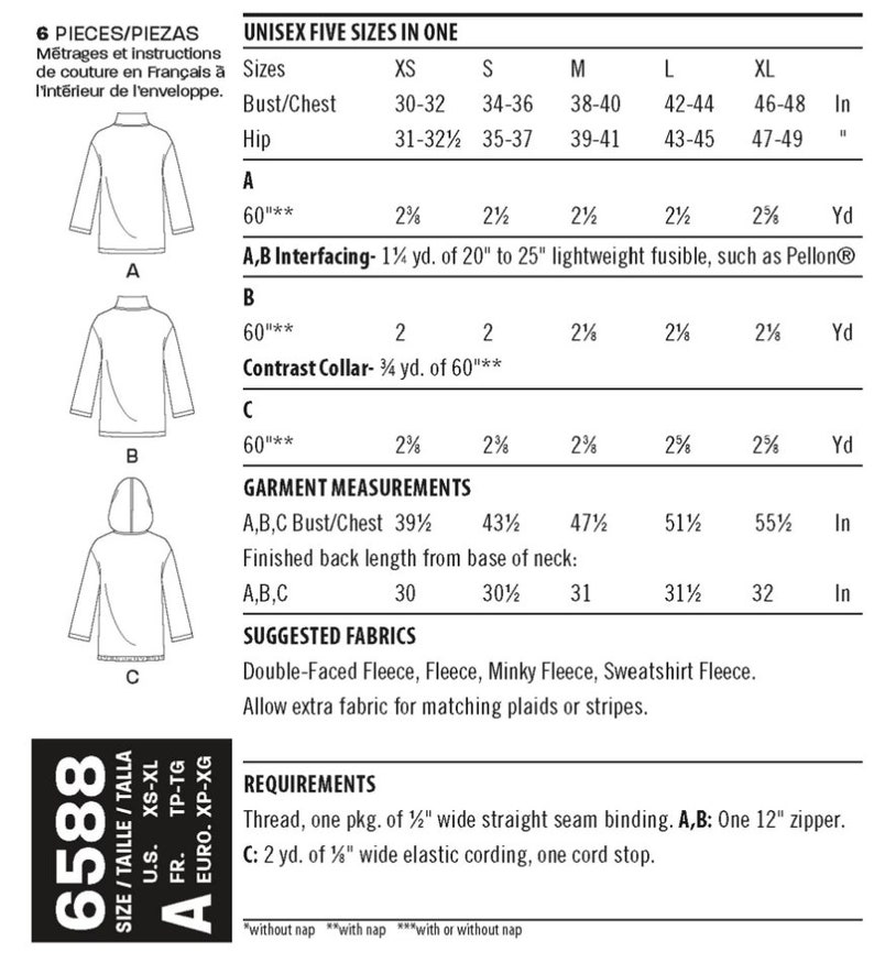 Sewing Pattern for Mens & Womens Jackets in Fleece, New Look Pattern ...