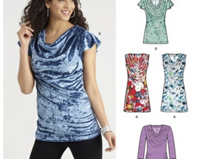 Sewing Pattern for Womens Tops or Mini Dress, Drape Neck Tops, New Look ...