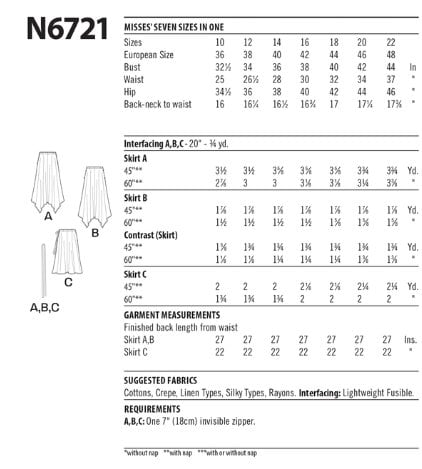 Sewing Pattern for Womens Skirts New Look Pattern N6721 New - Etsy