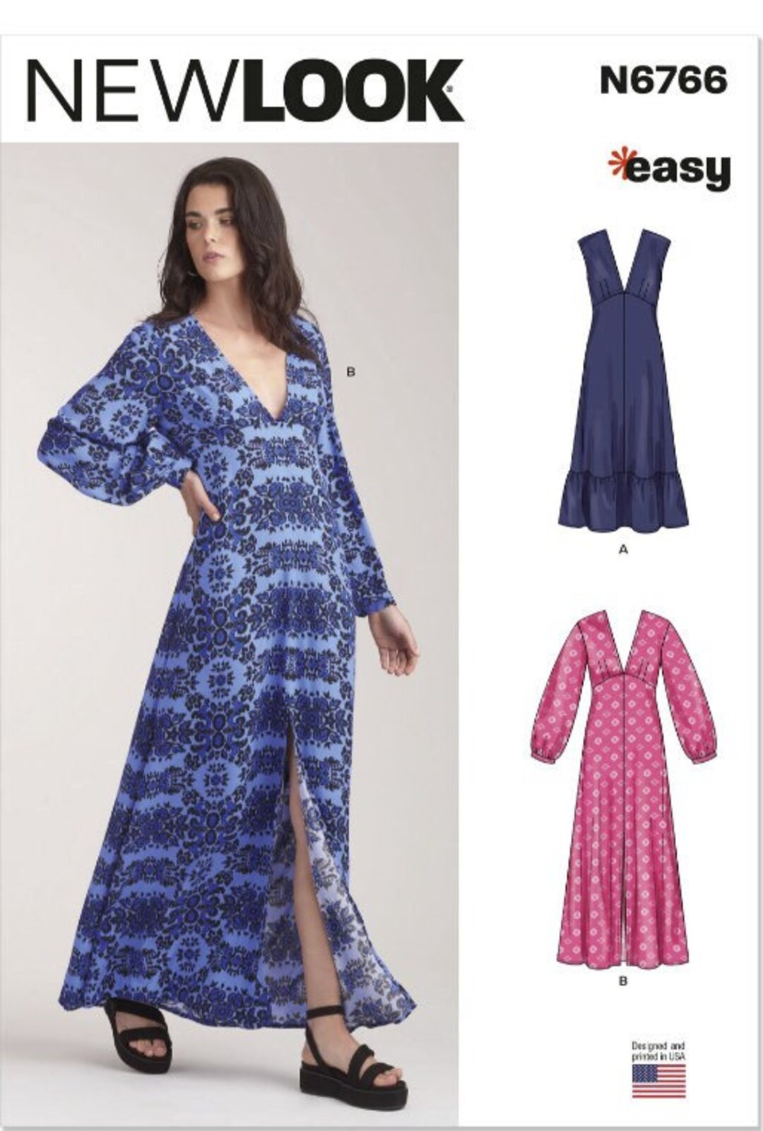 Sewing Pattern for Womens Dress, Boho Style Maxi Dresses, New Look ...