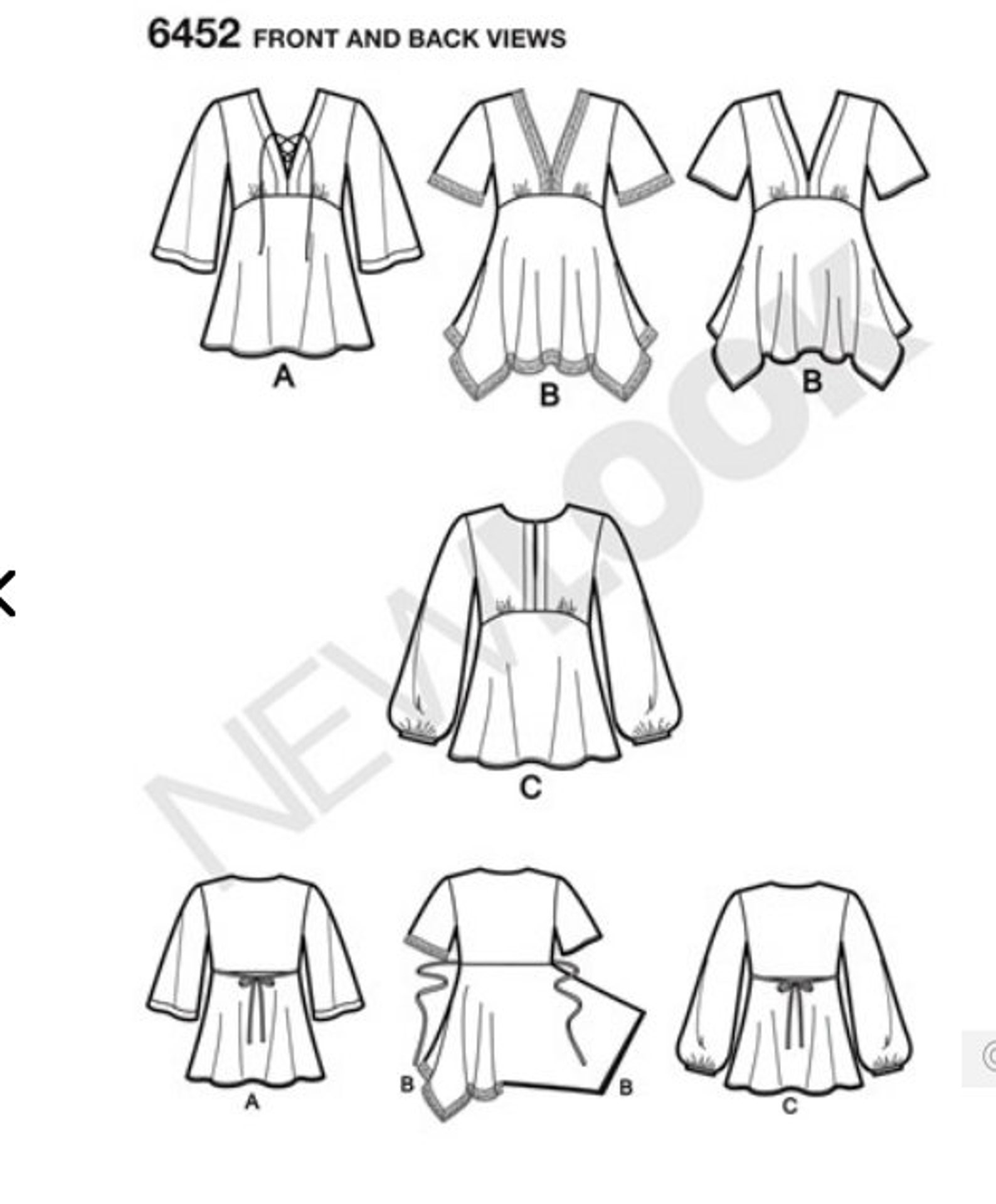 Sewing Pattern for Womens Tunic Tops, New Look Pattern 6452, New ...