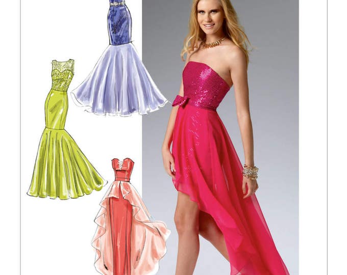 Sewing Pattern Misses' Formal Flounce Dresses, Mccalls Pattern 6838 ...