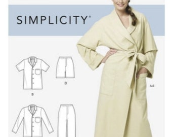 Sewing Pattern for Womens' Side-tie Robe, Top, Gown, Pants and ...
