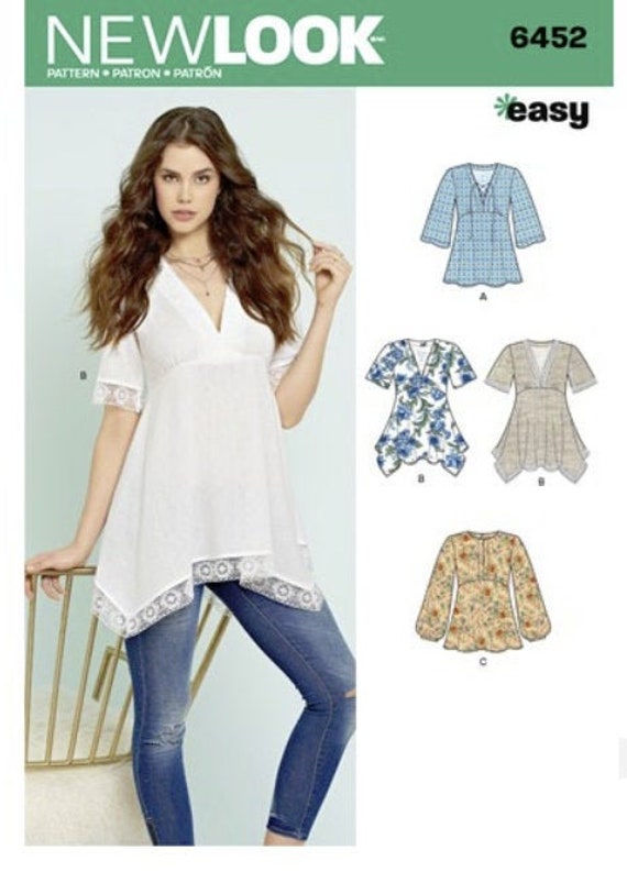 Sewing Pattern for Womens Tunic Tops New Look Pattern 6452 | Etsy