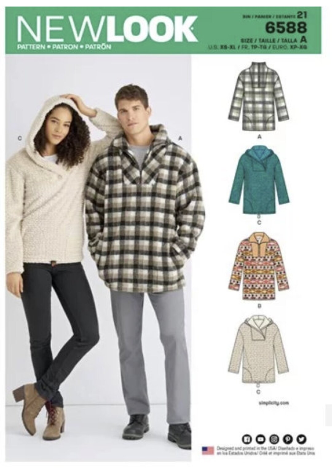 Sewing Pattern for Mens & Womens Jackets in Fleece, New Look Pattern ...