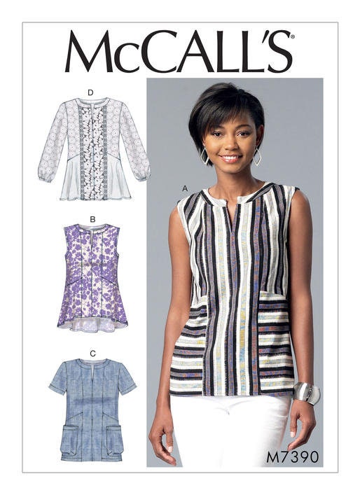 Sewing Pattern for Womens Tops With Split-neck, Seam-detail, Mccall's ...