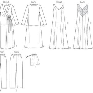 Sewing Pattern for Womens' Side-tie Robe, Top, Gown, Pants and ...
