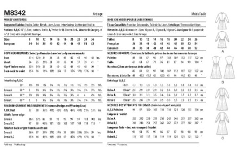 Sewing Pattern for Womens Dresses Mccalls Pattern M8342 New - Etsy