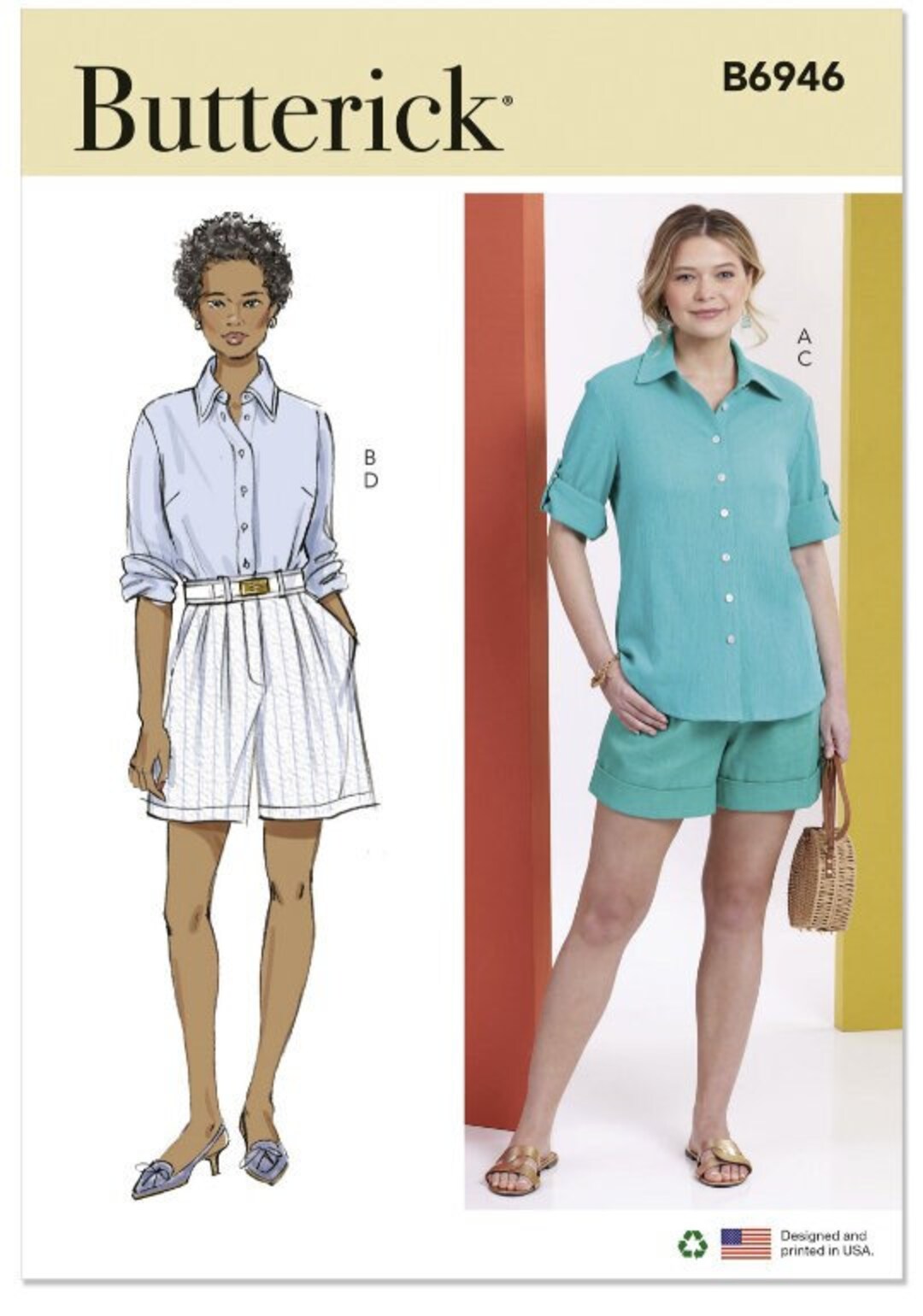 Sewing Pattern for Womens Shirts and Shorts, Butterick Pattern B6946 ...