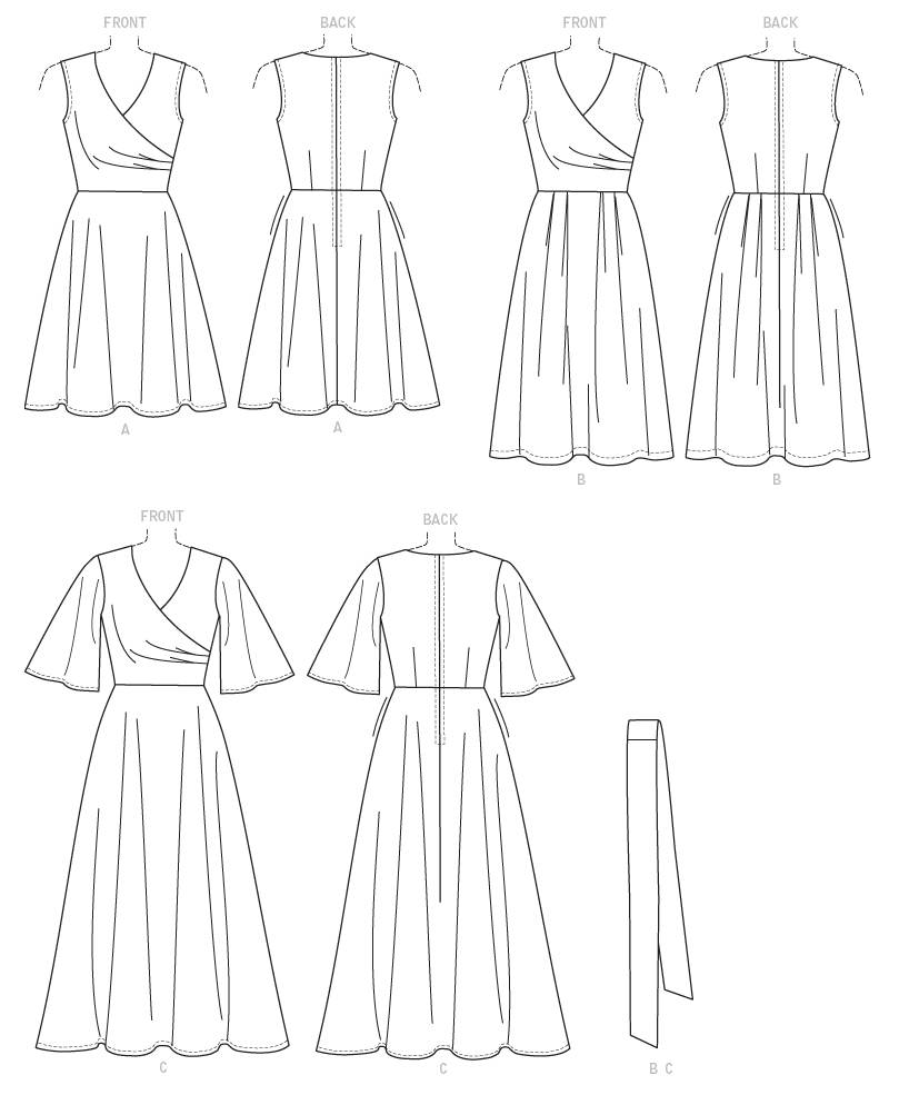Sewing Pattern for Misses' Pleated Wrap Dresses With Sash - Etsy