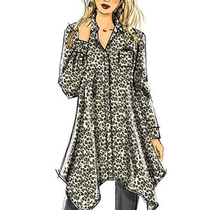 Sewing Pattern for Womens Button Down Tunic Shirts, Butterick Pattern ...