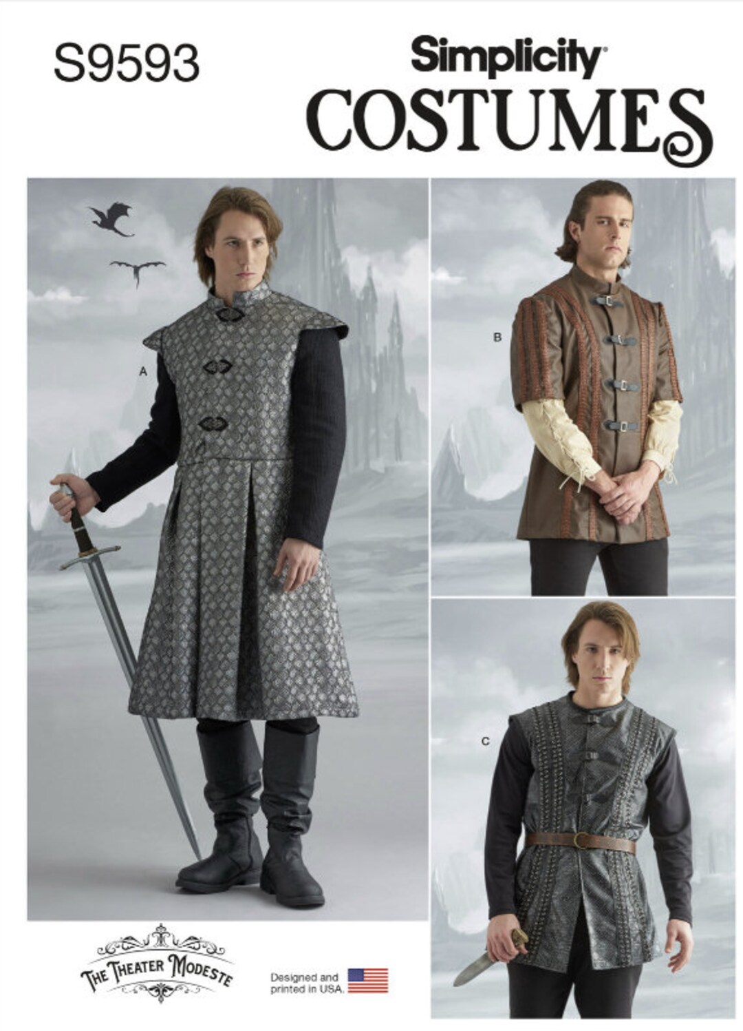 Sewing Pattern for Mens Medieval Style Fantasy & Cosplay Costume, Mens Coat, Jacket and Vest ...